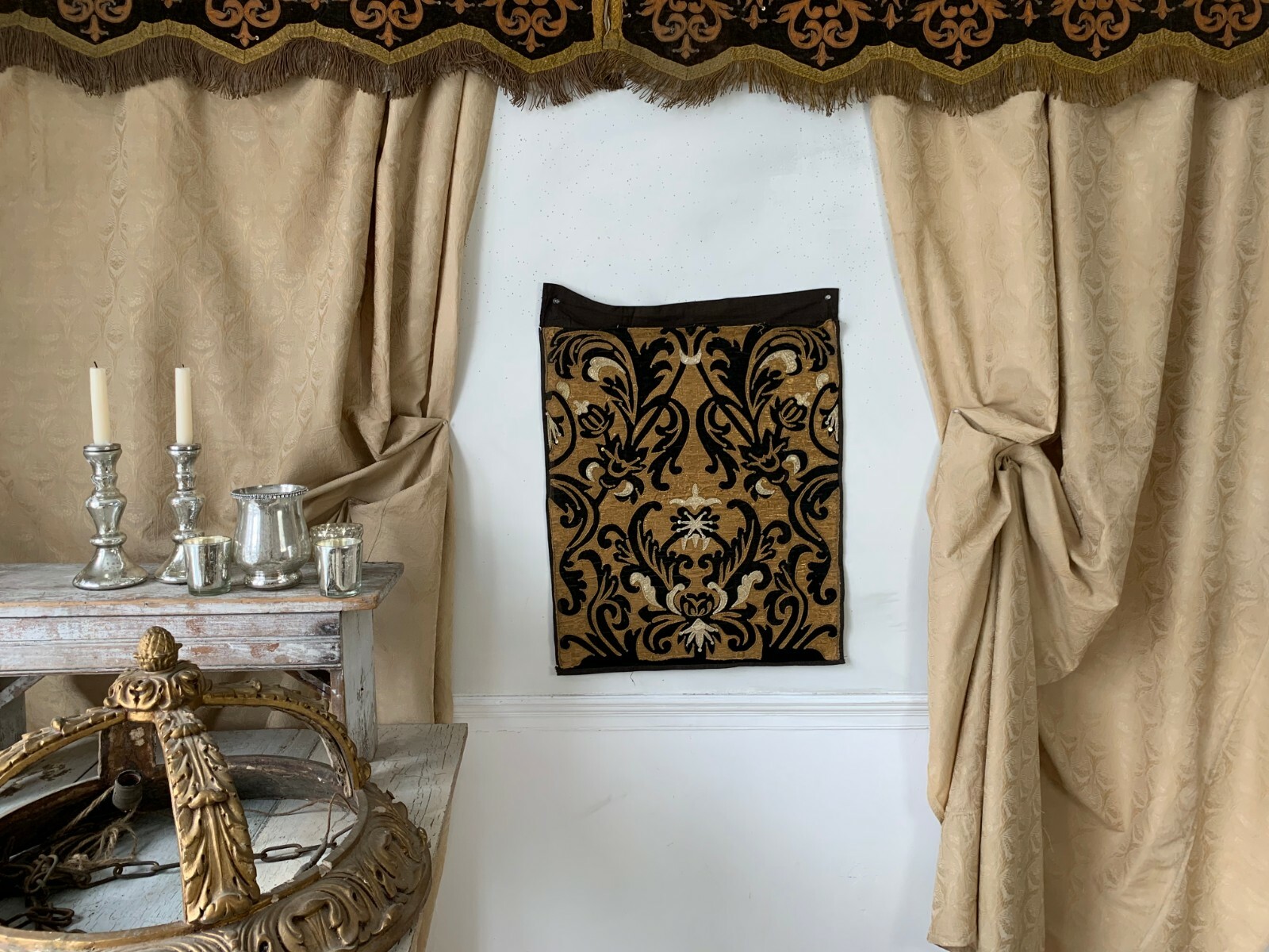 Antique Portuguese 18th Century brocade applique metallic embroidery ...