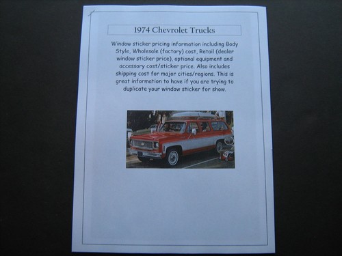 1974 Chevrolet Trucks factory cost/dealer retail pricing for vehicles ...