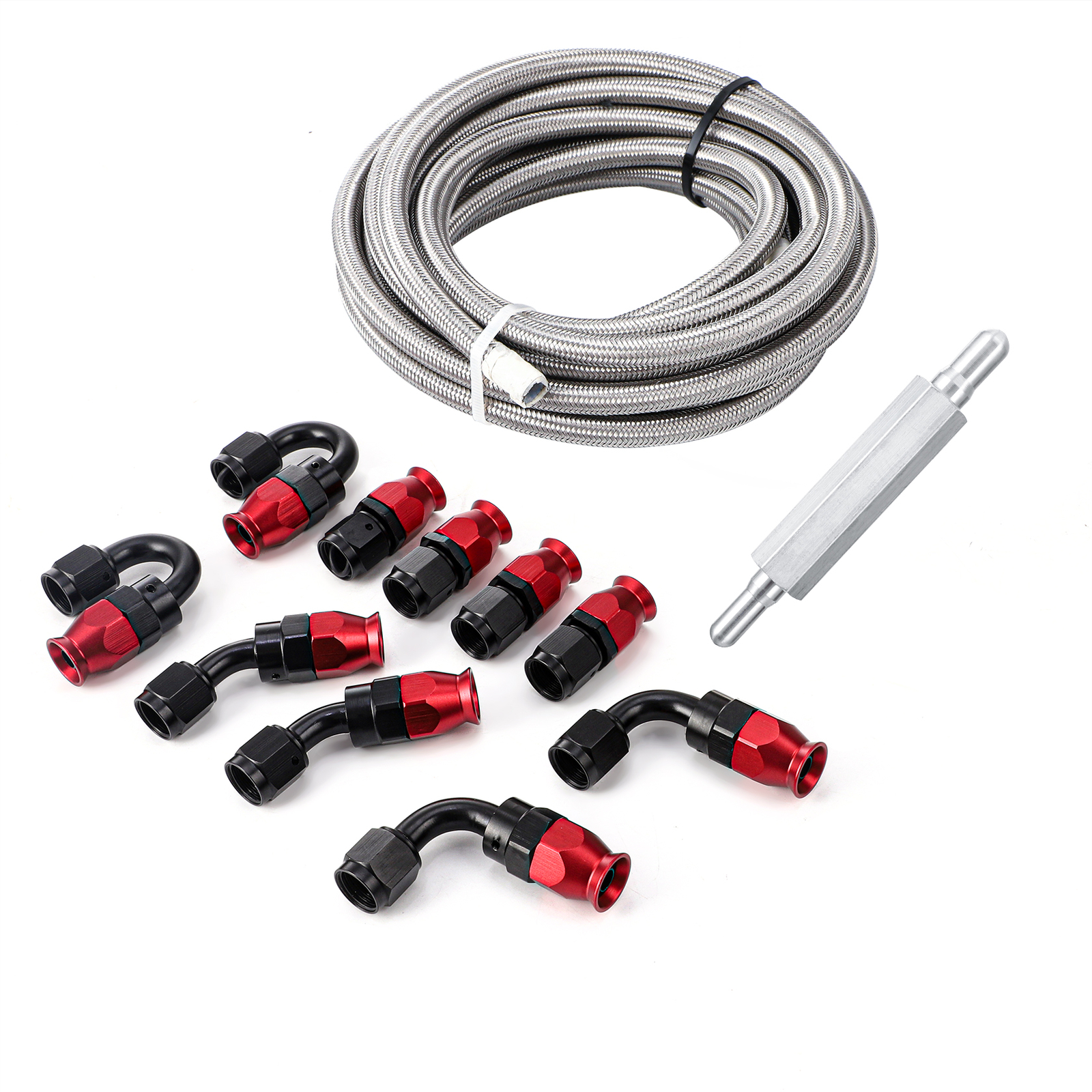 5/16" 6AN PTFE Stainless Steel Braided Fuel Line Fitting Kit 20FT +10 ...