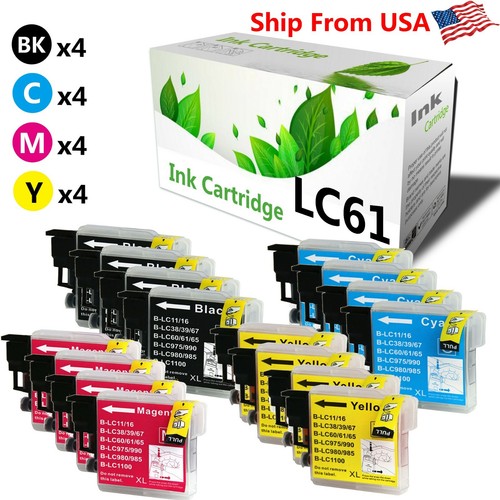 16 Pack LC61 XL LC61XL Ink Cartridge for Brother DCP-195C MFC-495CW ...