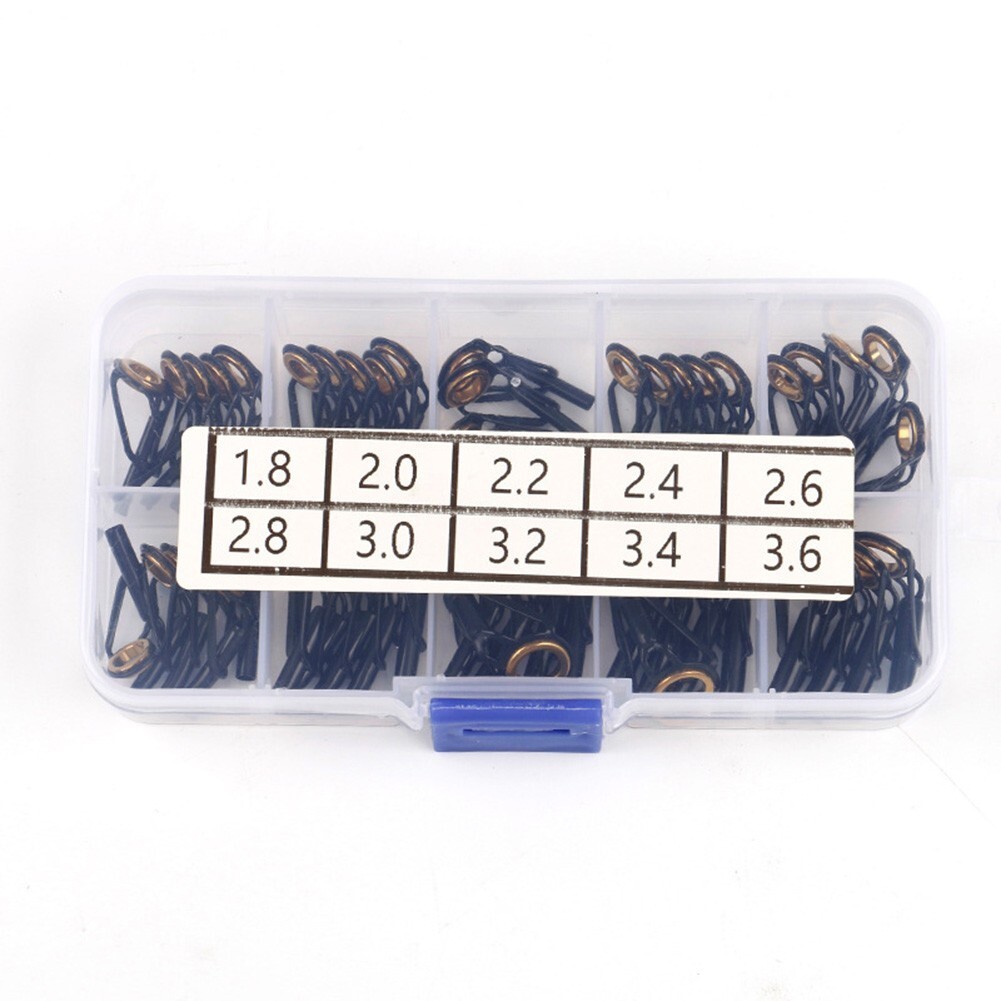 50pcs Ceramic Fishing Rod Guides Tips Top Eye Rings Line Repair Kit 10 ...