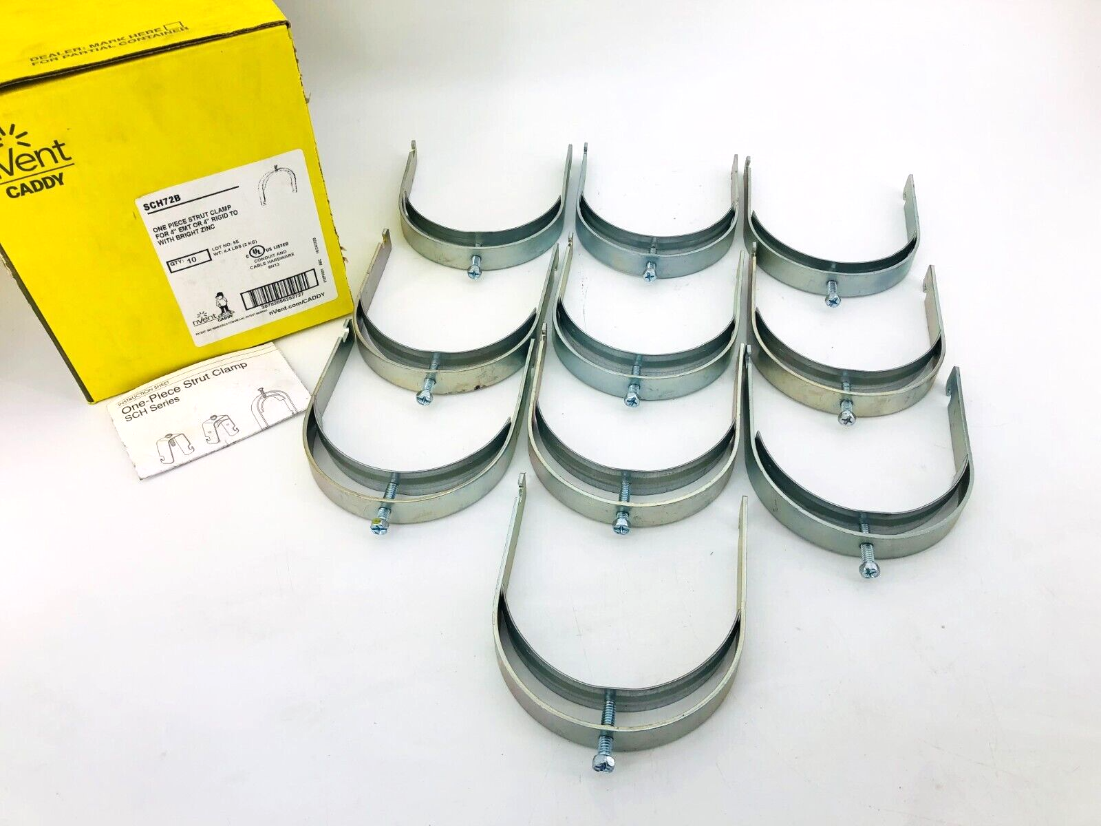 Lot of 10 New nVent CADDY SCH72B Rigid Strut Strap 3.85"–4.5" OD 4 ...