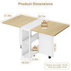 Folding Dining Table with 6 Wheels Storage Racks for Small Kitchen ...