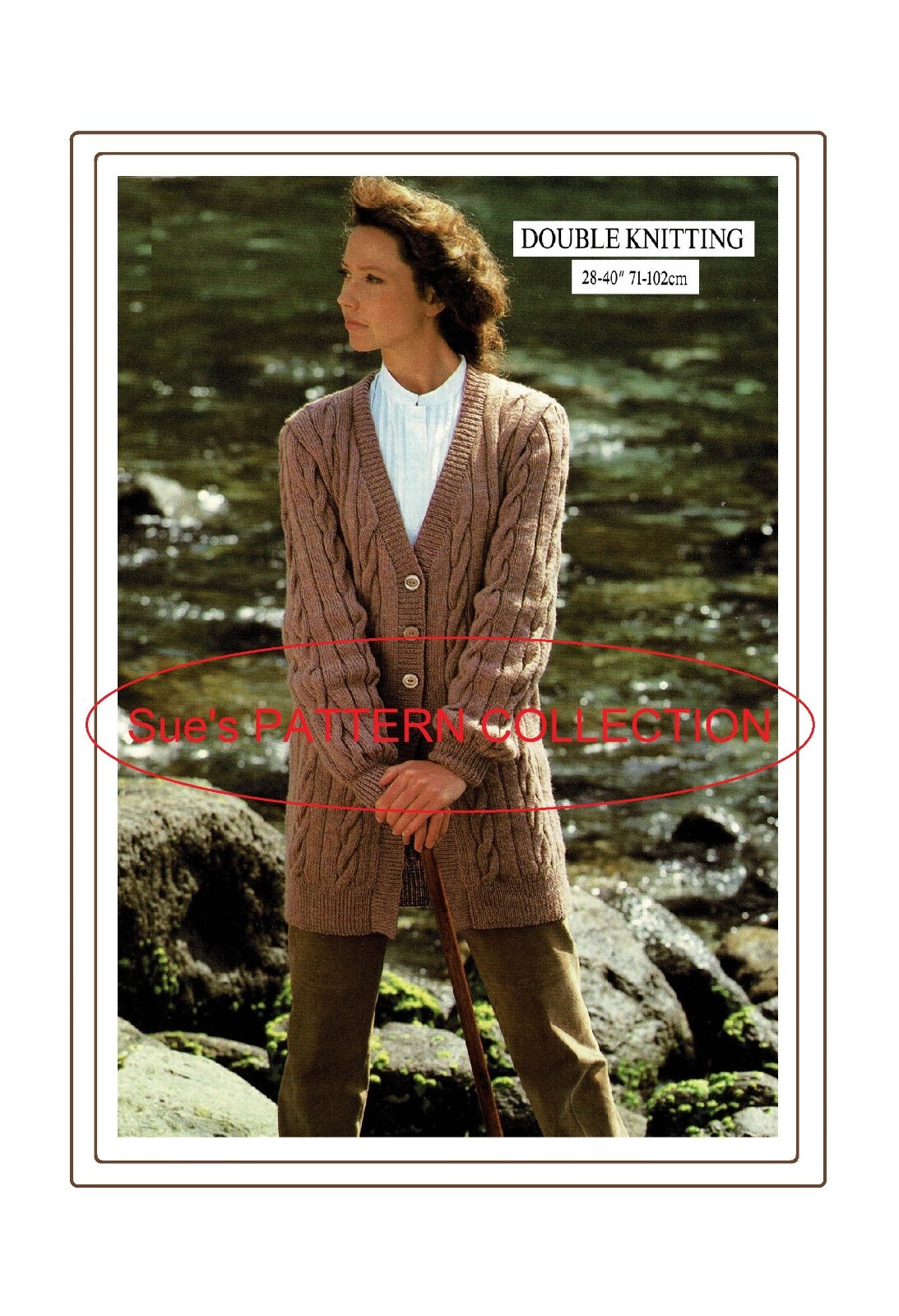 Ladies long line jacket / cardigan knitting pattern with a cable ...