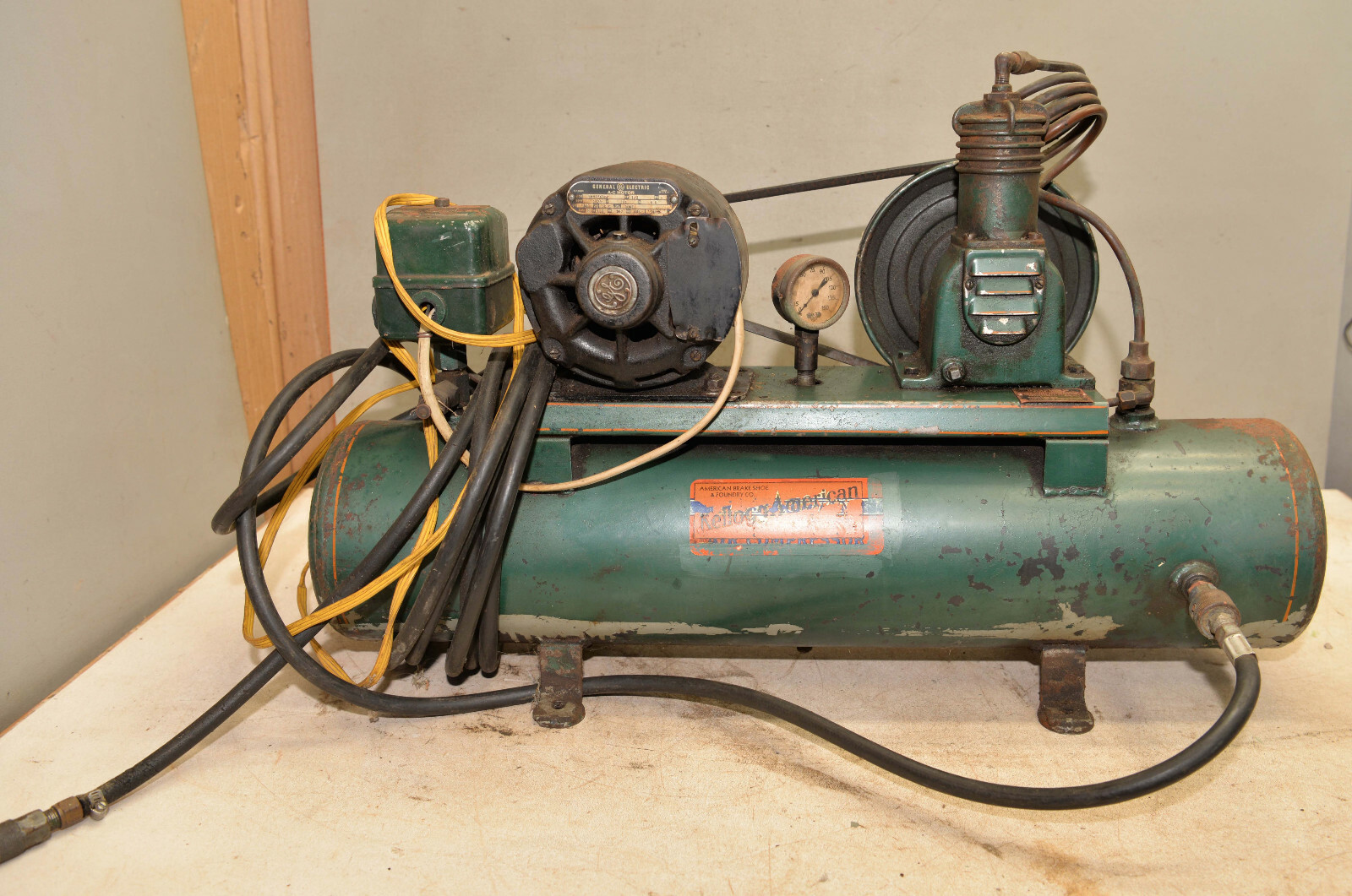 Rare antique Kellogg American single stage air compressor motorcycle ...