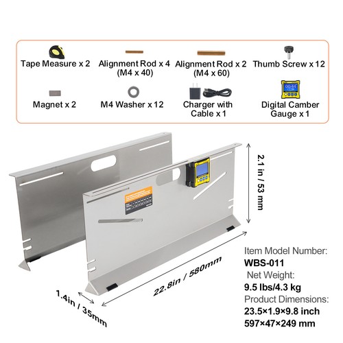 Wheel Alignment Tool Camber/Caster/Toe Gauge Toe Plates Measuring Tapes ...