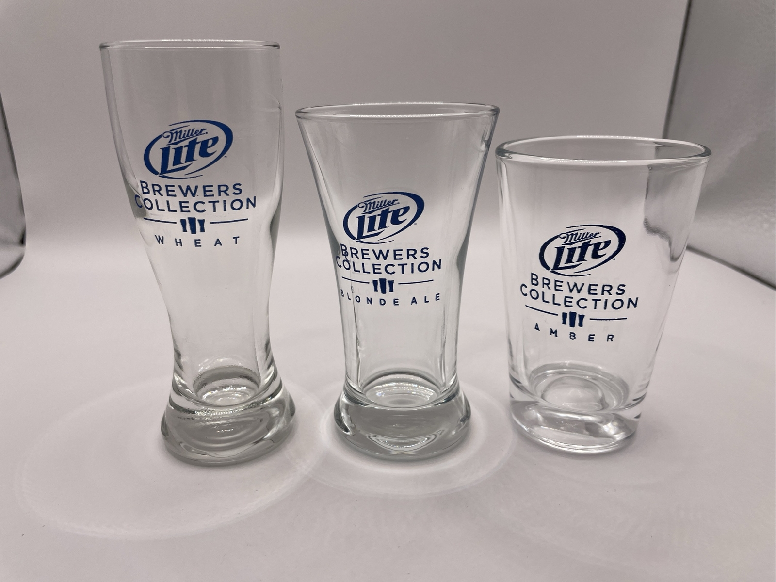 MILLER LITE Mini Beer Glasses Shot Set Of 3 Display Sample Wheat Blonde ...