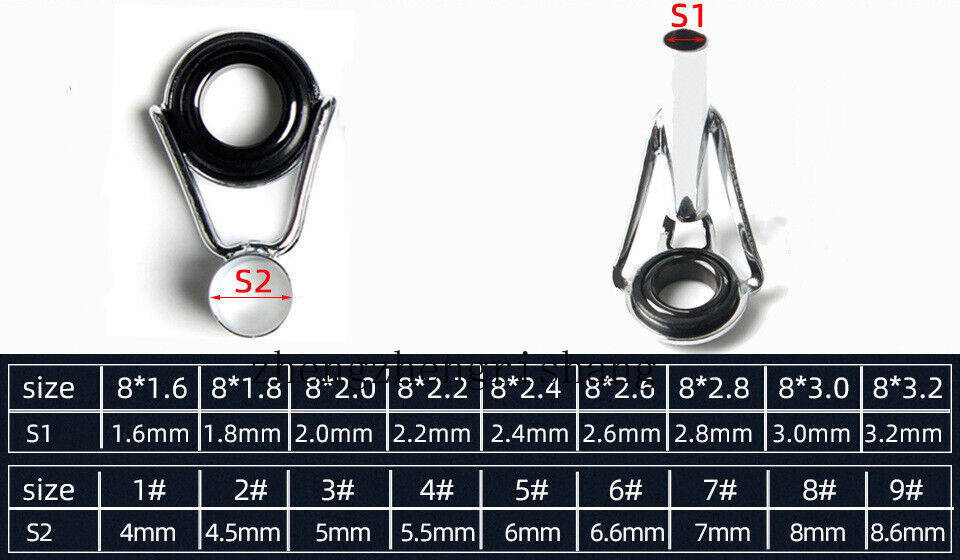 36pcs Fishing Rod Guide Tip Top Ring Eye Wire Loop Repair Kit Stainless ...