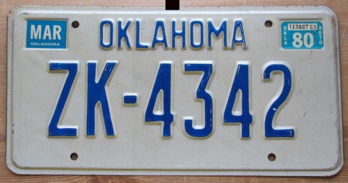Oklahoma 1980 TULSA COUNTY License Plate NICE QUALITY # ZK-4342 | eBay
