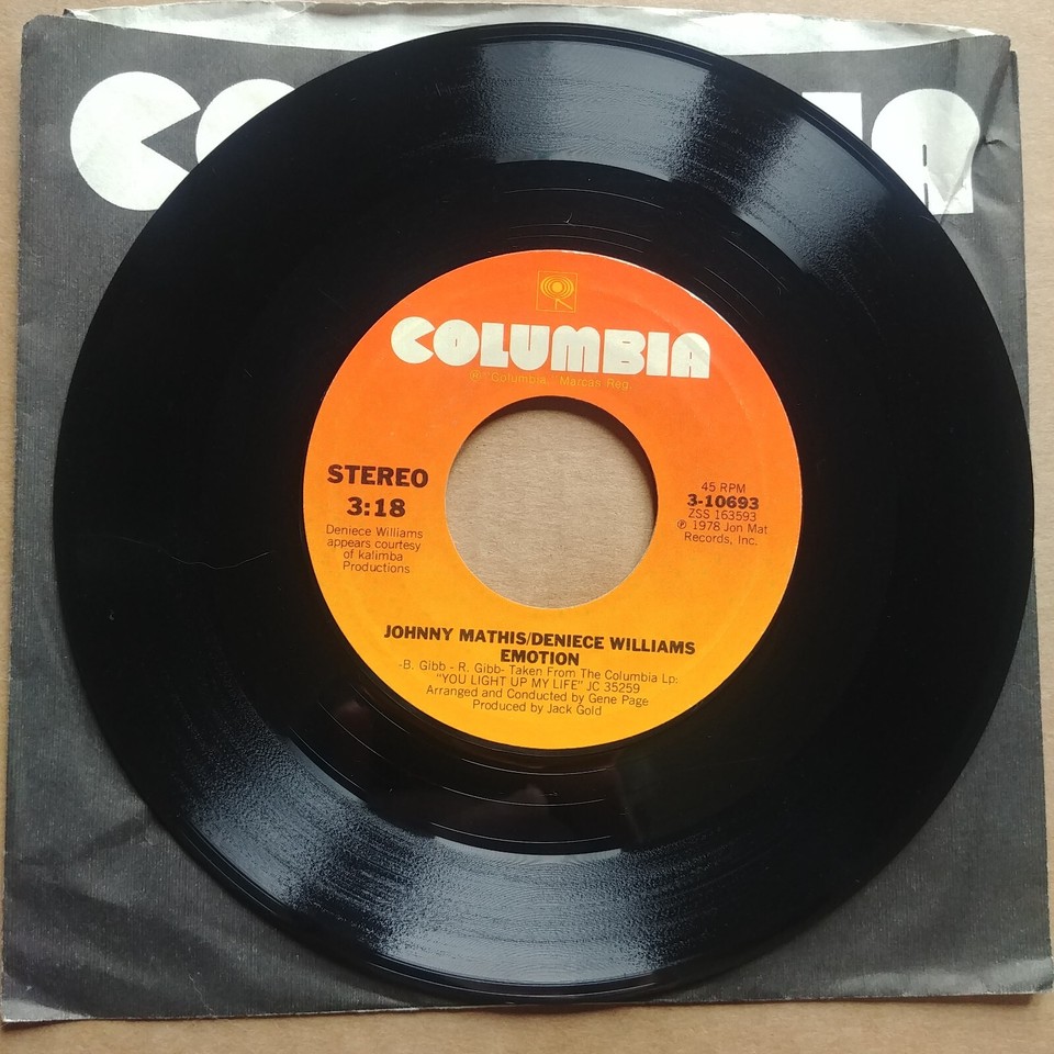 JOHNNY MATHIS & DENIECE WILLIAMS Too Much Too Little Late 45 7" POP ...