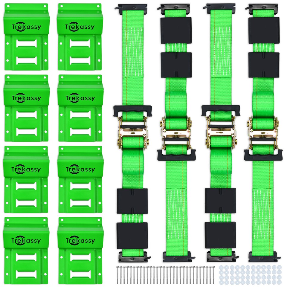 4 Pack Heavy Duty E Track Trailer Tie Down System Wheel Chock Tie-Down ...