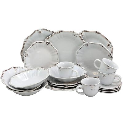 Elama Scalloped Round Stoneware Elegant Dinnerware Dish Set 20 Piece ...