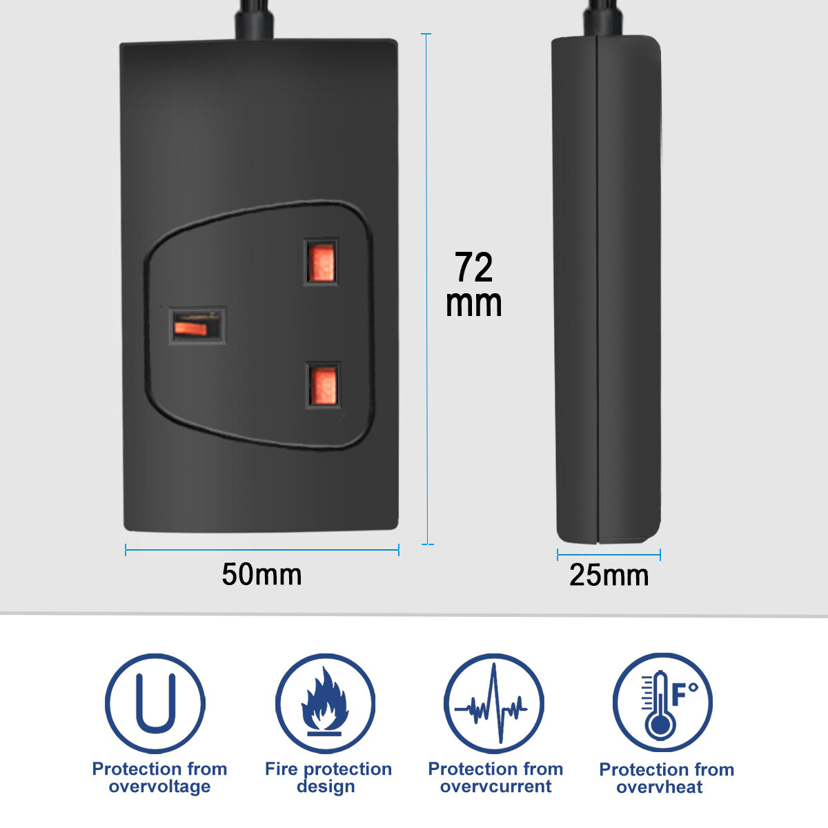 1 Way Gang Single Socket Power Mains Extension Lead 2M,3M,5M,10M Cable ...