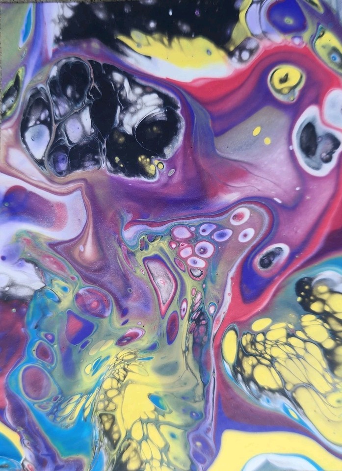 ACEO Original Abstract Acrylic Unique Painting On Canvas Fabric 2.5 x 3 ...