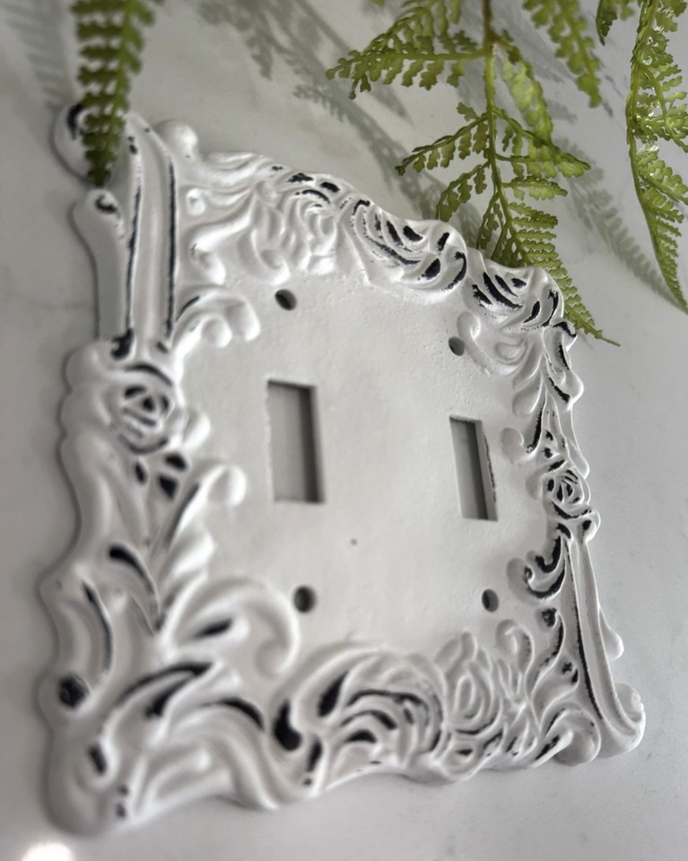 Vintage Farmhouse Cast Iron Double Toggle Light Switch Plate Wall Cover ...