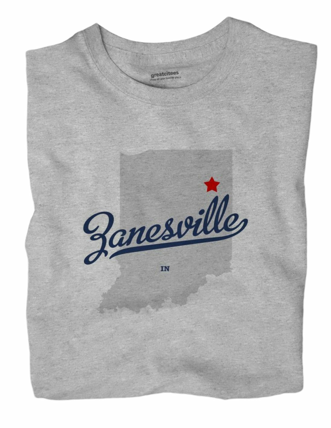 Zanesville Indiana IN Ind T-Shirt MAP | eBay