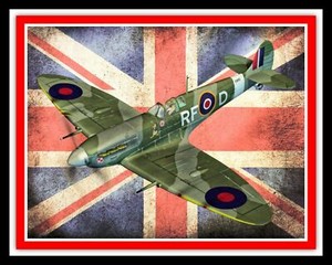 SPITFIRE AIRCRAFT UNION JACK FLAG RAF ROYAL AIR FORCE METAL PLAQUE TIN ...