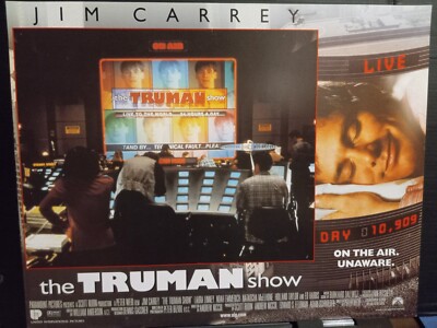 Lobby Card 1998 TRUMAN SHOW television show control room Jim Carrey on ...