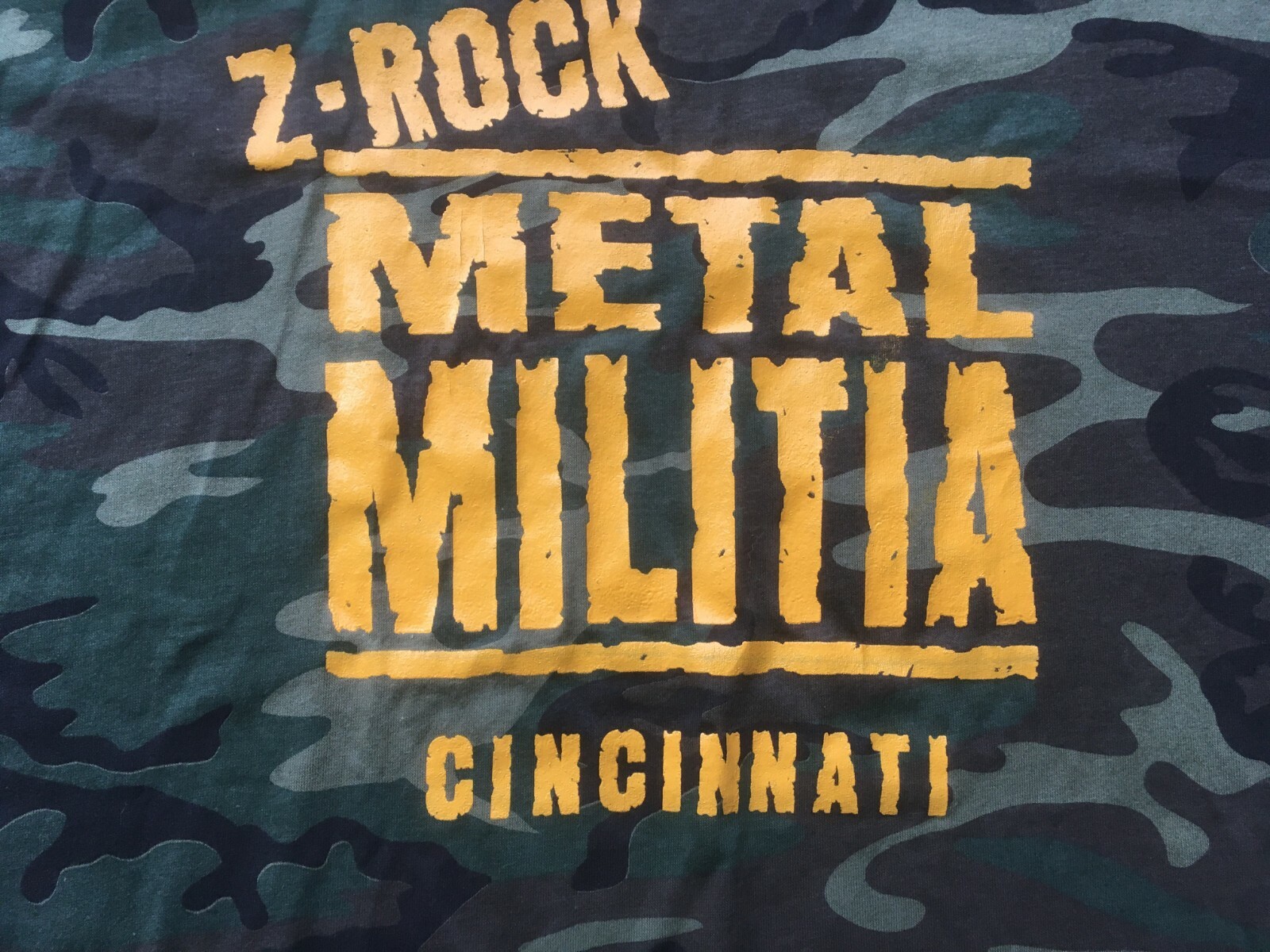 VINTAGE 1980s Z ROCK METAL MILITIA CINCINNATI CAMO SHIRT death black ...