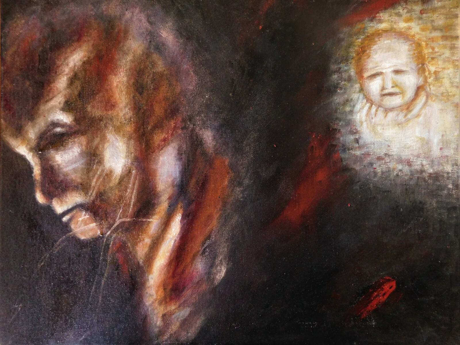 Original oil painting signed by Nalan Laluk: "The Child is Father to ...