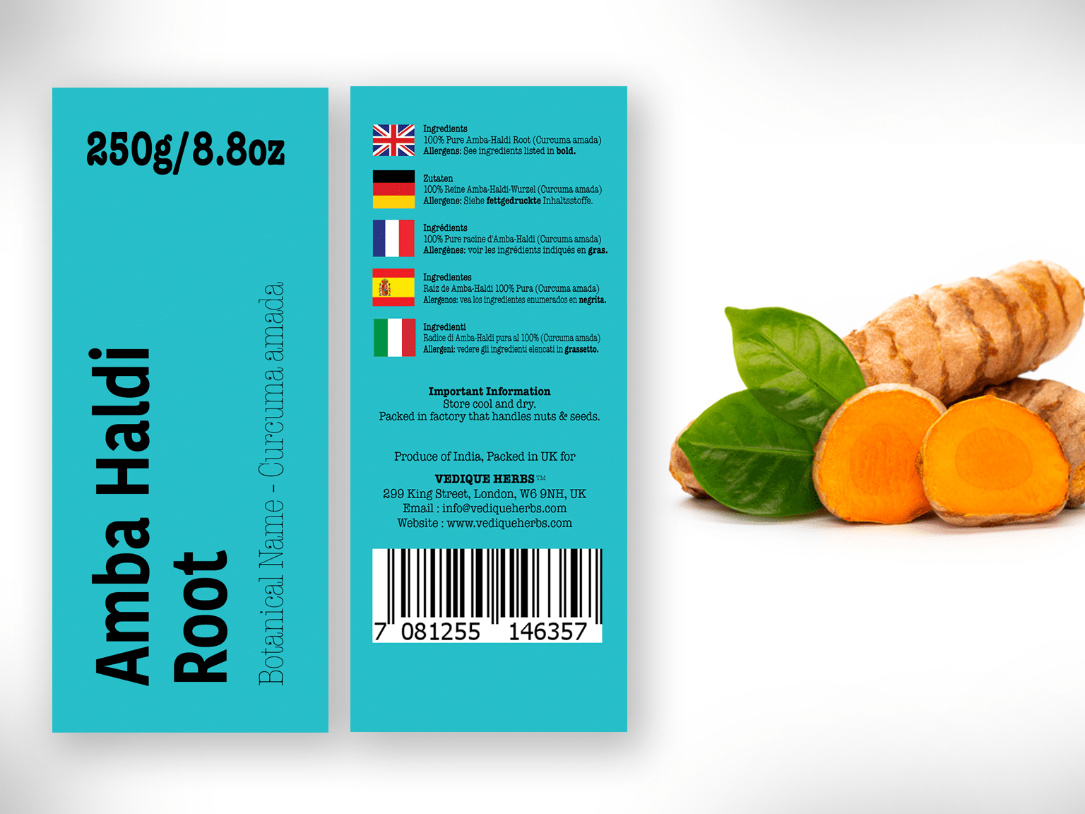 VEDIQUE HERBS Amba haldi Root (Mango-ginger | Curcuma amada) - 250g (8 ...