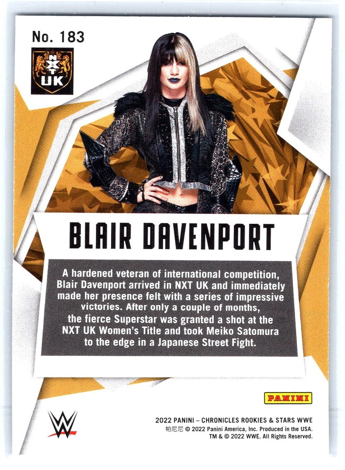 2022 PANINI CHRONICLES WWE ROOKIES & STARS RC #183 BLAIR DAVENPORT NXT ...