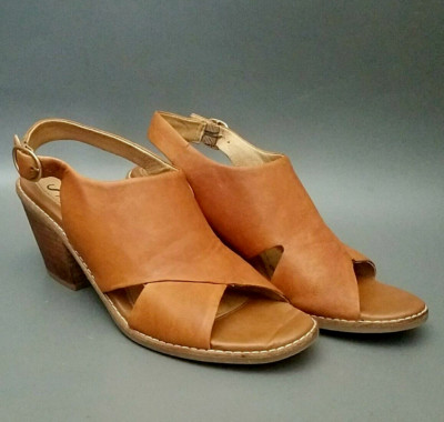 Sofft Slingback Mendi Sandals Women's 8 Brown Leather 3" Heel Open-Toe ...