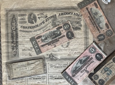 Lot Of Civil War Money Including Confederate Bond & Wise County ...