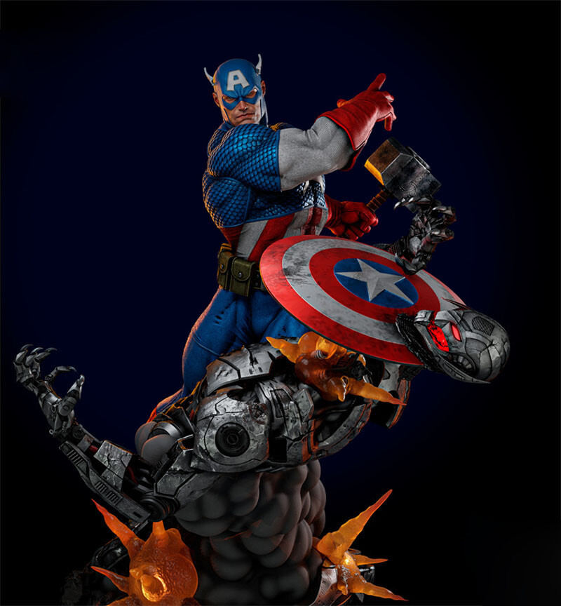 1/10 21cm Capitan America Ultron 3D Print GK Model Kit Unassemble ...