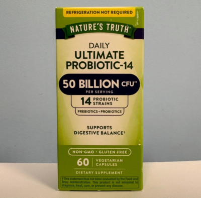 Nature's Truth Ultimate Probiotic-14 50 Billion CFU 60 Capsules EXP 03/ ...