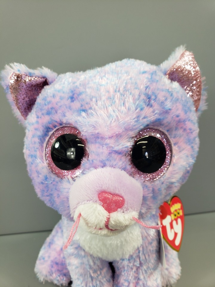Ty Beanie Boos Cassidy Cat Purple Plush Toys Kitty Cat SHELL 100% TY ...