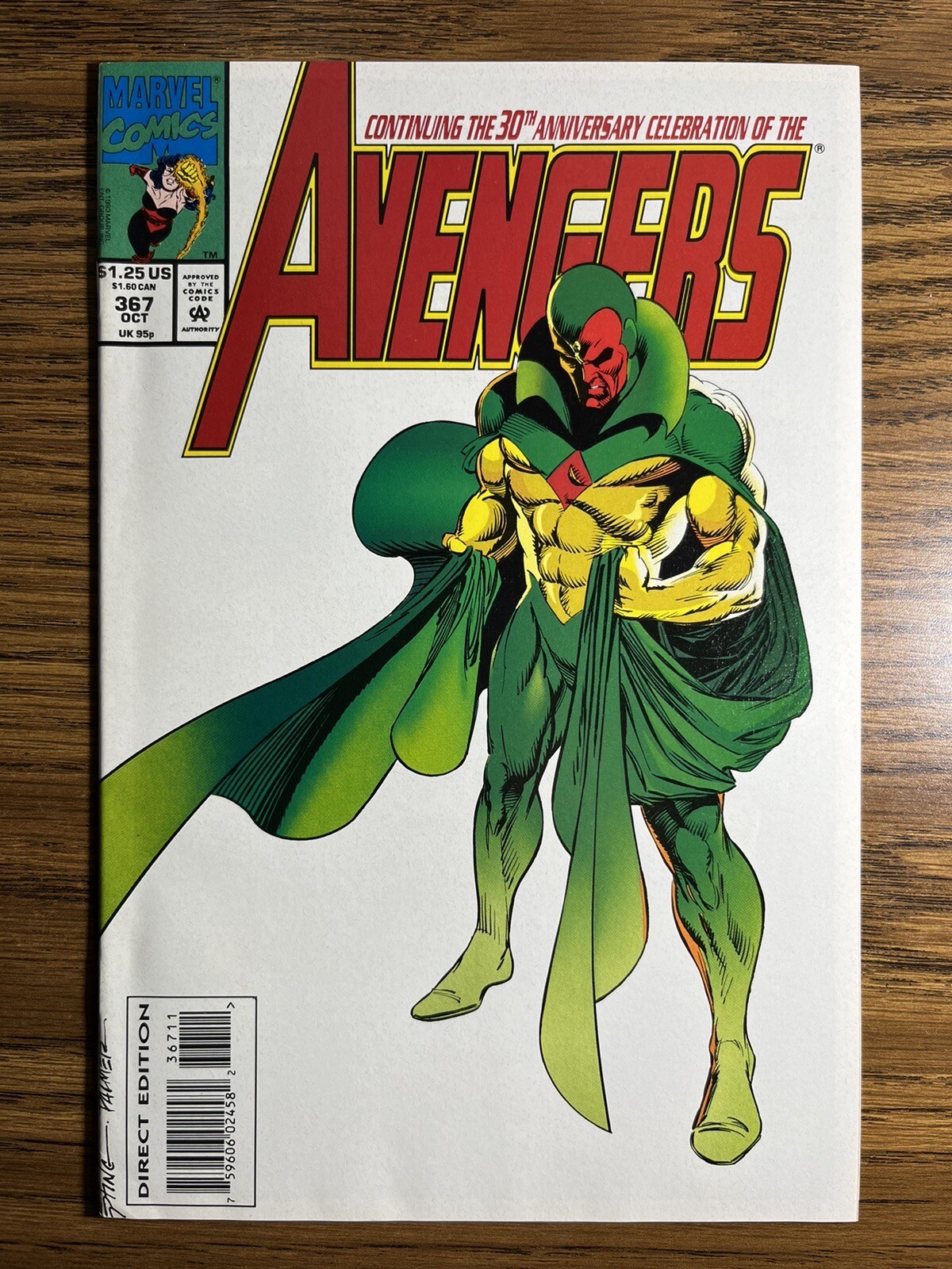 THE AVENGERS 367 VISION STEVE EPTING COVER CAPTAIN AMERICA MARVEL ...