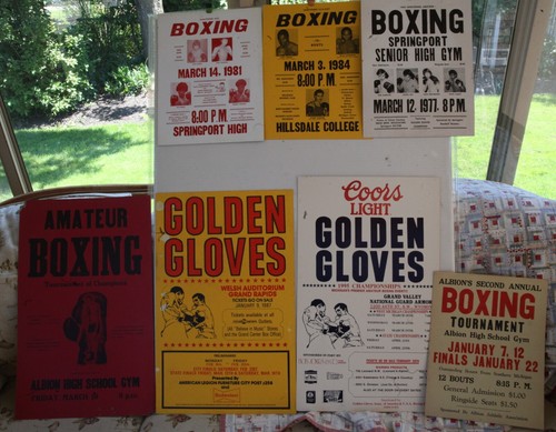 7 Different Boxing Posters, Amateur Michigan Fights, 1930-1990's | eBay