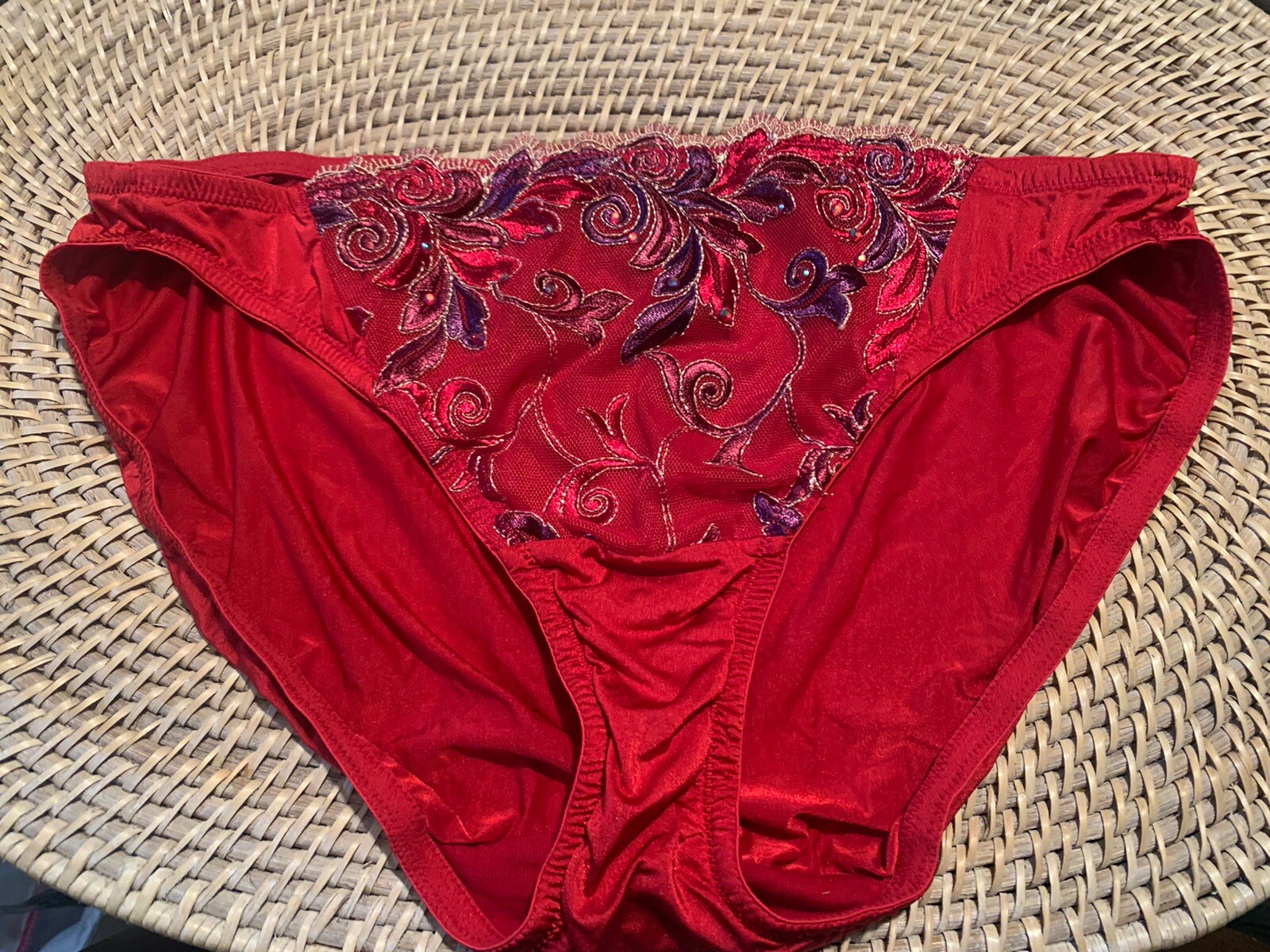 Vintage Soma Red and Purple Sensuous Lace Bikini Pant… - Gem