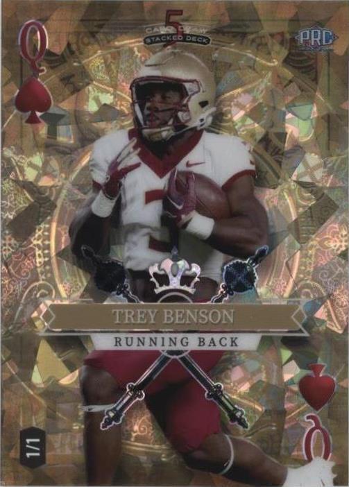 2023 Wild Card 5 Card Draw Stacked Deck - Queen of Spades Trey Benson # ...