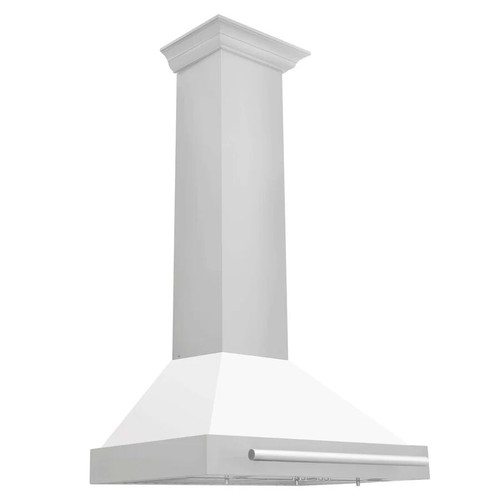 ZLINE 30" WALL RANGE HOOD STAINLESS STEEL WHITE SHELL LED CROWN MOLDING ...