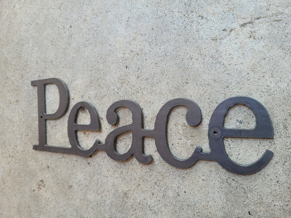 PEACE Metal Wall Art Word Quote Metal Sign Decor, Steel RUSTIC Crafts ...