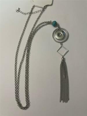 Fit Ginger Snap Necklace Silver Plated Turquoise SNAP 80cm Chain 18mm ...