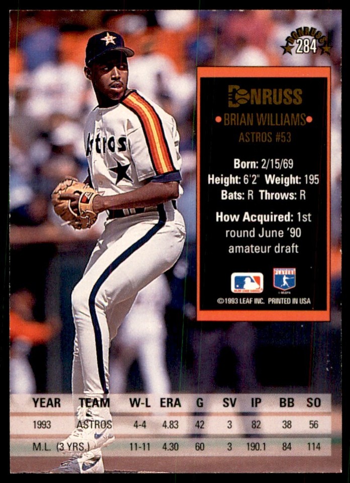 1994 Donruss Brian Williams Baseball Cards #284 | eBay
