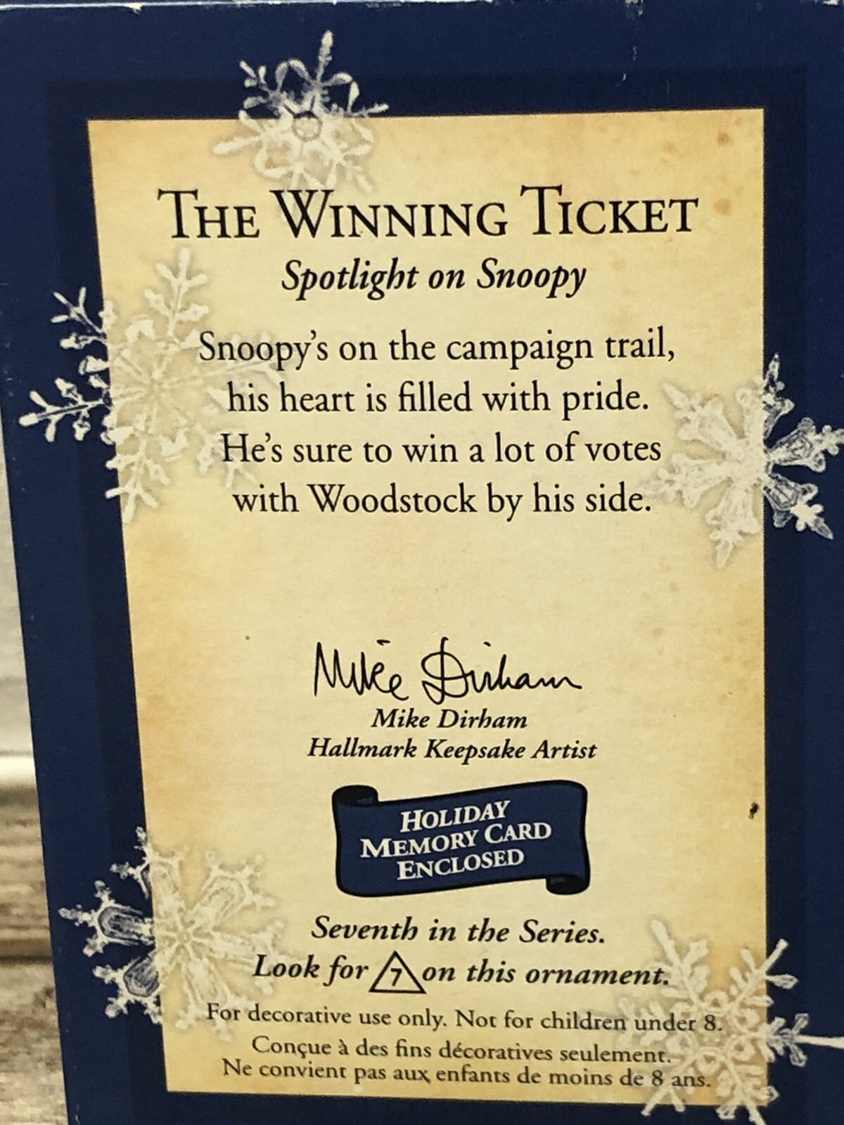 The Winning Ticket Snoopy Ornament Hallmark Vtg Peanuts Collectible | eBay