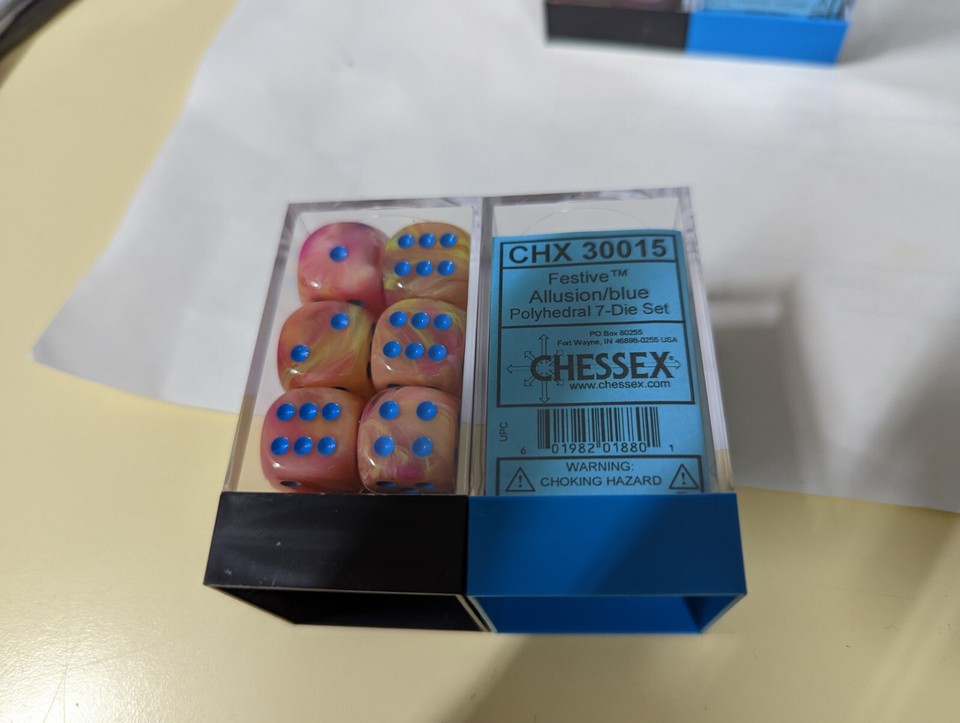 New Lab Dice Chessex Festive Allusion/Blue Polyhedral 7-Die Set +12d6 ...