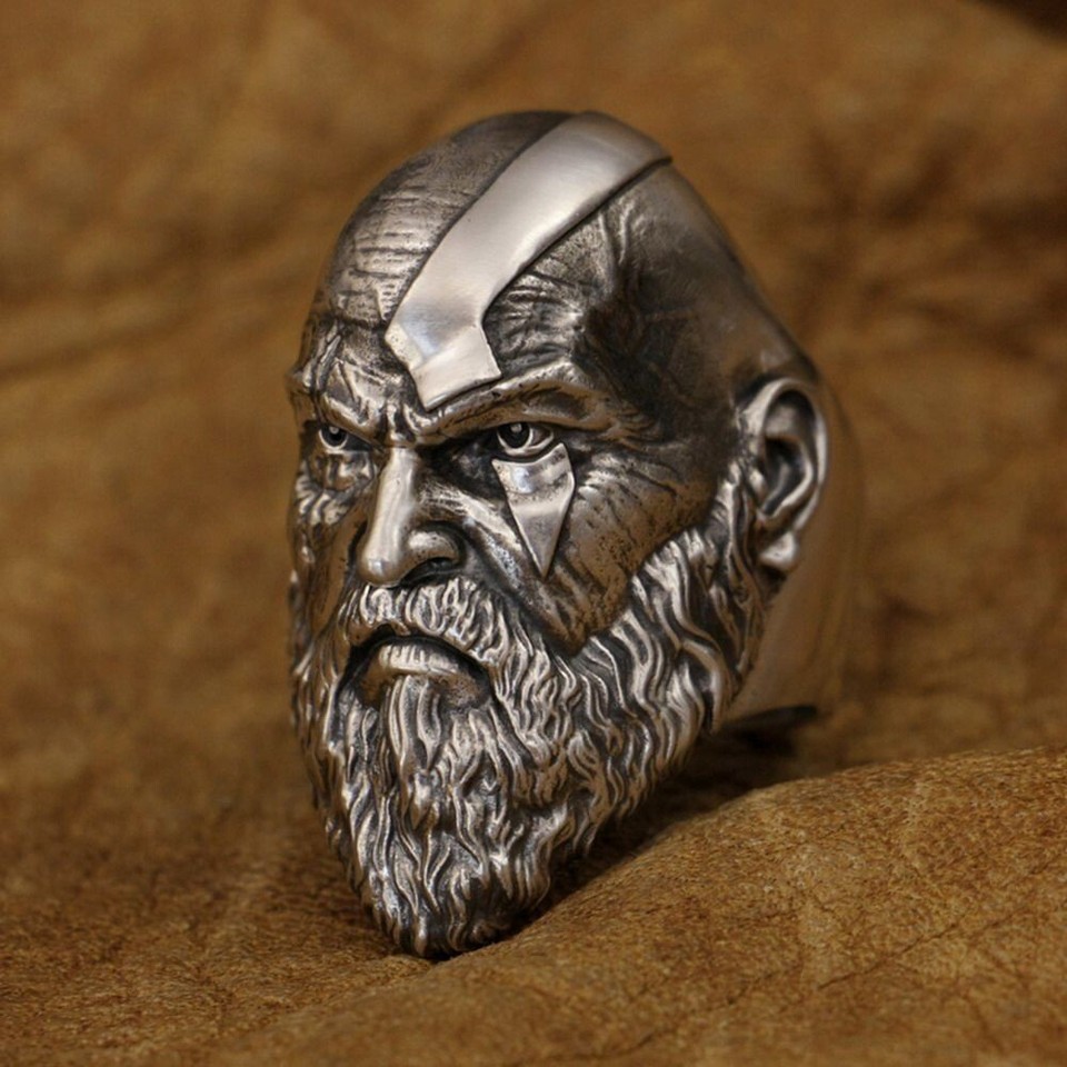 Mens God Of War Kratos Ring Gaming Viking Biker Silver Copper Ring | eBay