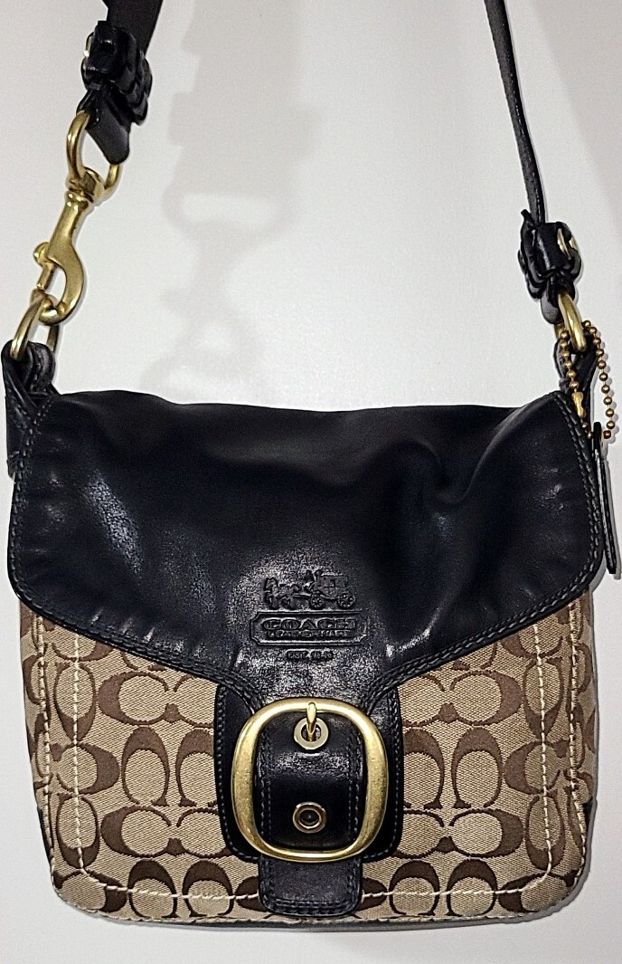 COACH BLEEKER SIGNATURE CANVAS LEATHER FLAP SHOULDER … - Gem