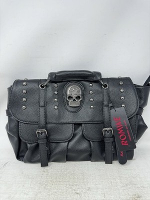 Studded Skull Shoulder Bag Gothic Punk Rock Rhinestone Chain Purse Alt ...