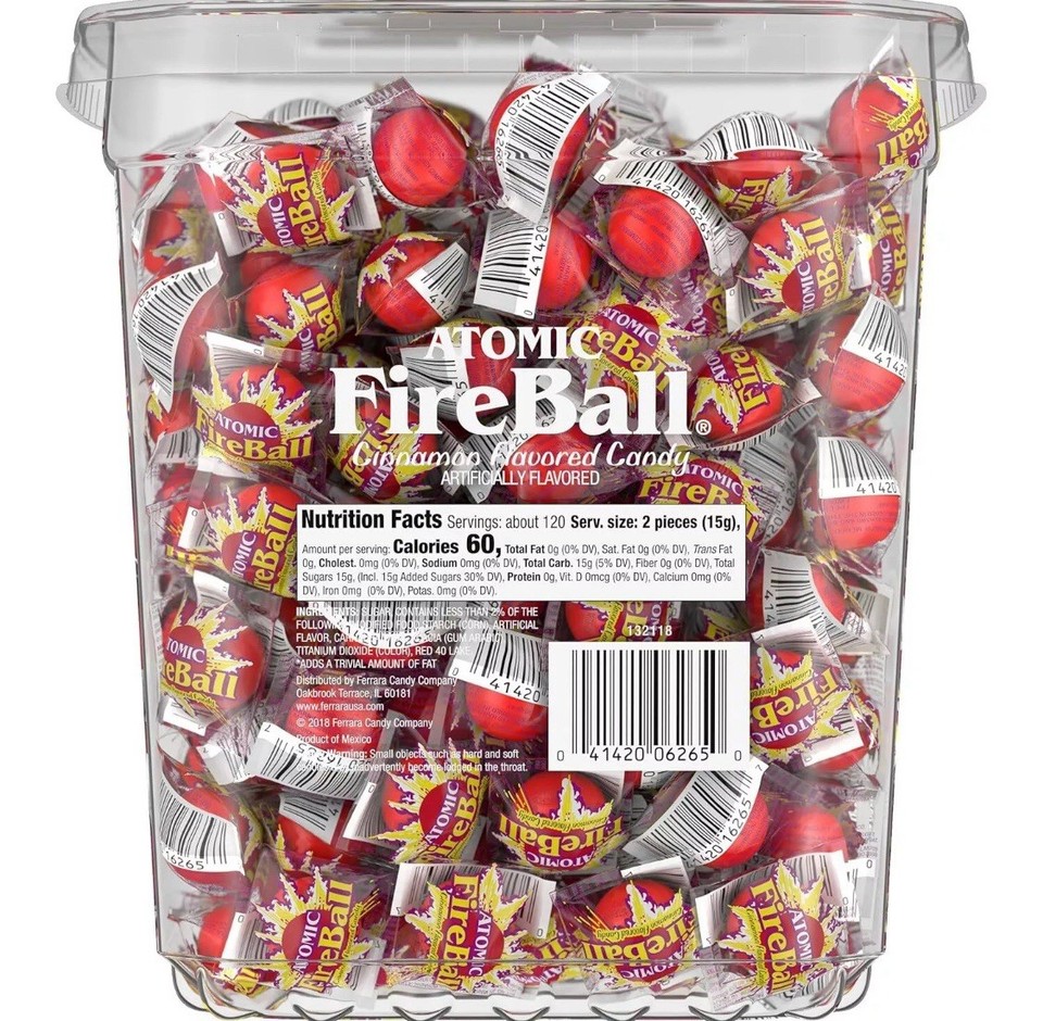 Atomic Fireballs Cinnamon Flavored Candy, 240 Individually Wrapped ...