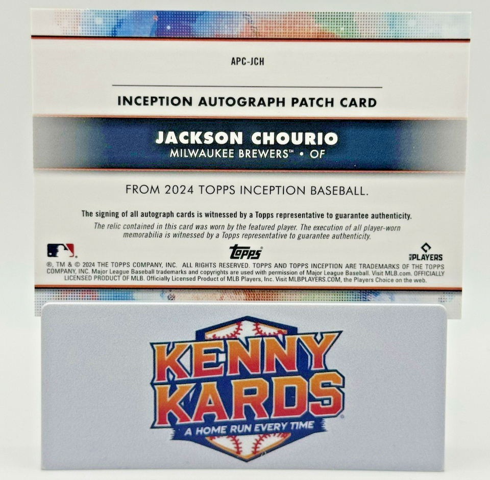 2024 Topps Inception Jackson Chourio Aqua Patch AUTO/99 APC-JCH Rookie ...