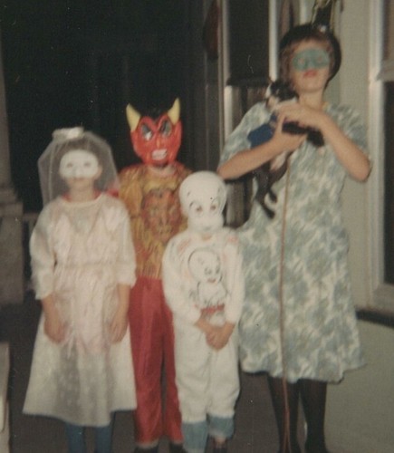 1960s Kids Halloween Costumes Devil Casper Ghost Bride Porch Boston ...