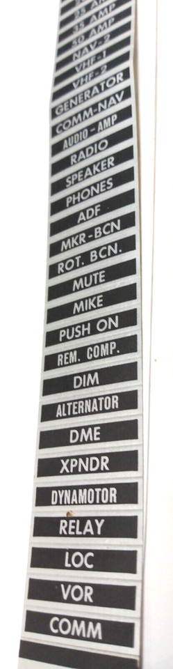 Metallic Label Strip for Aircraft Cockpit, 41 Labels - 7/8" x 3/16 ...