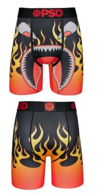PSD Orange Yellow Black Warface Flames Mesh Front & Back Boxers Men's ...