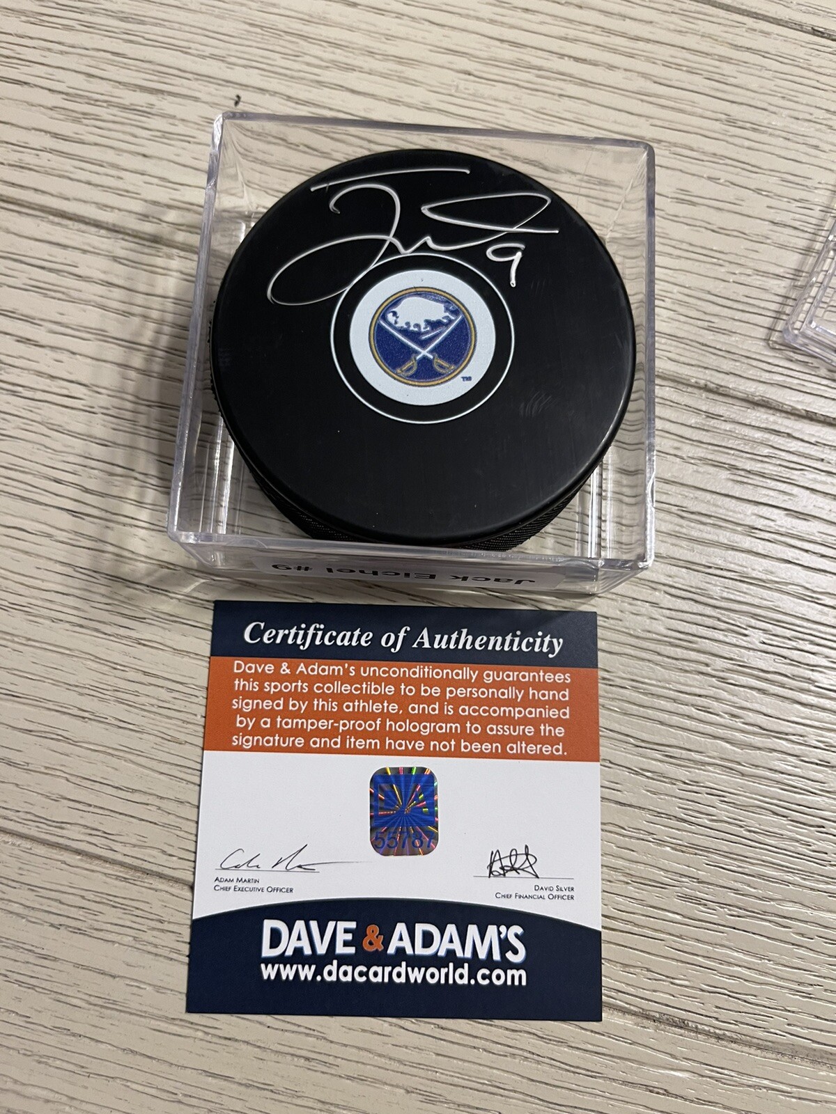 JACK EICHEL #9 SIGNED AUTOGRAPHED BUFFALO SABRES PUCK - Dave & Adams ...